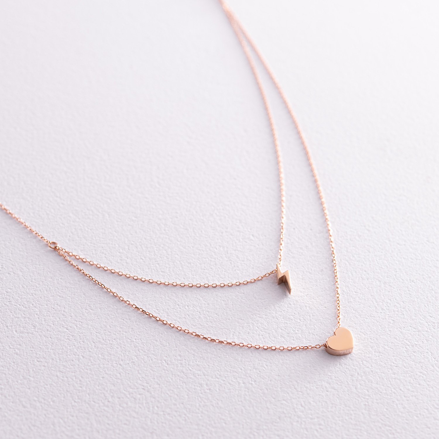 Двойное золотое колье "Молния и сердечко" кол02294 Онікс 43 від ...