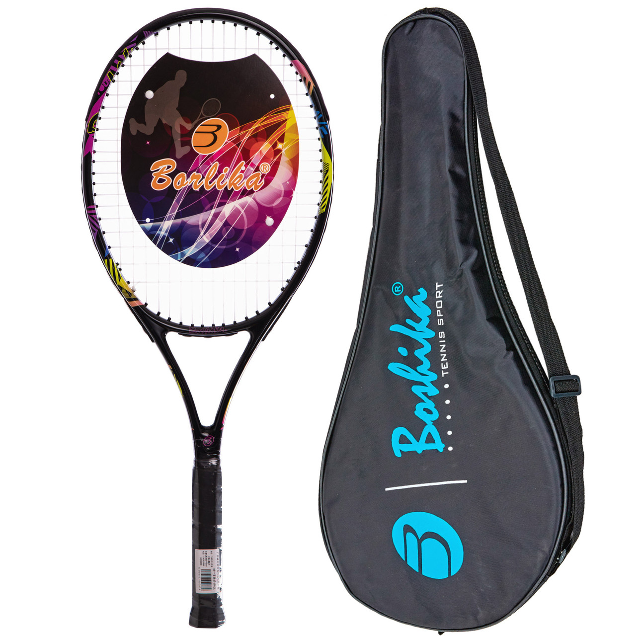 Ракетка для великого тенісу BOSHIKA Любительська Для новачків Чорна ...