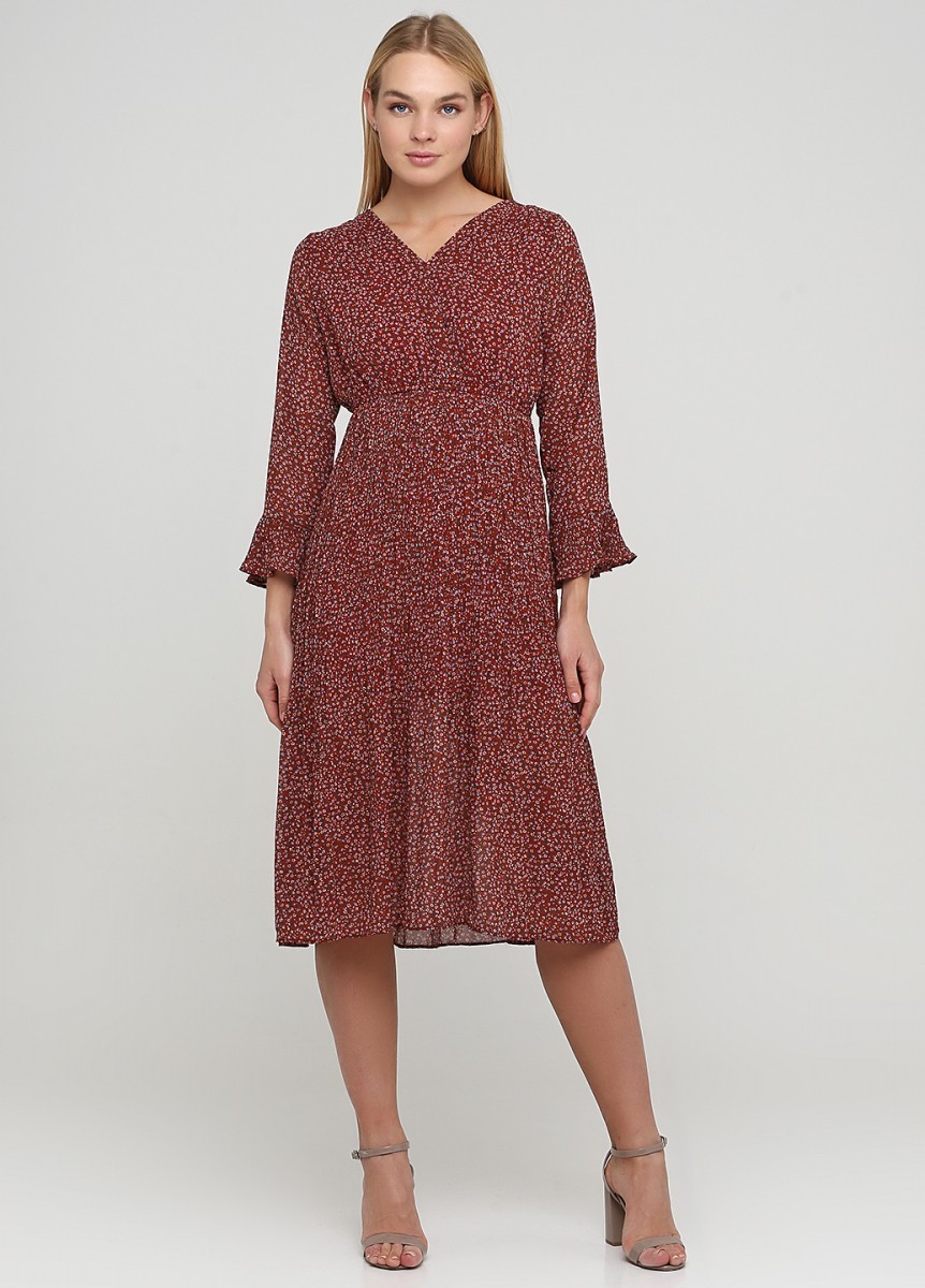 Платье T-Dress 7408 Вишневое с цветочным рисунком One Size – низкие ...