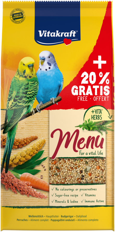 Корм для хвилястих папуг Vitakraft «Premium Menu» 1 кг + 20 % ...