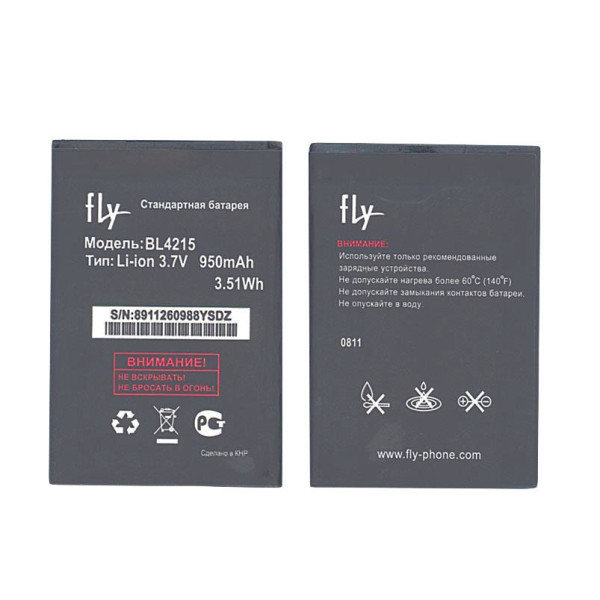 Аккумуляторная батарея для смартфона Fly BL4215 Q115 3.7V Black 950mAh 3.51Wh – фото, отзывы ...