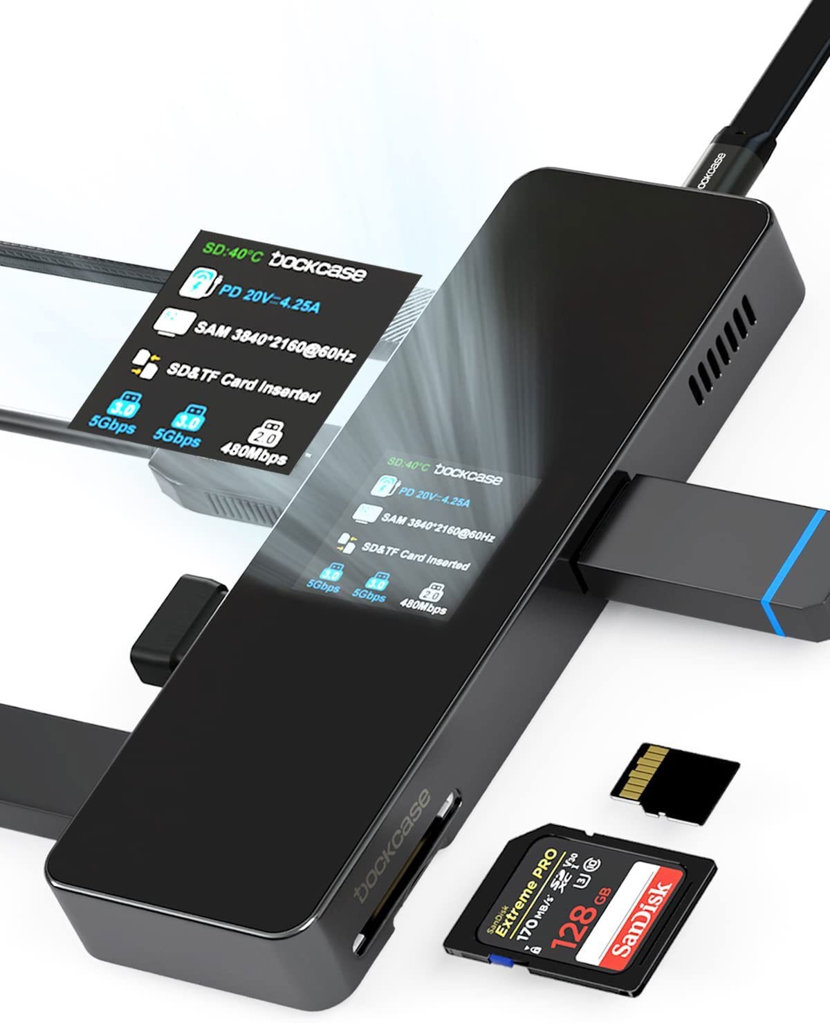 Док-станция DOCKCASE USB C Smart Hub (7 в 1 с HD-дисплеем) с HDMI 4K ...