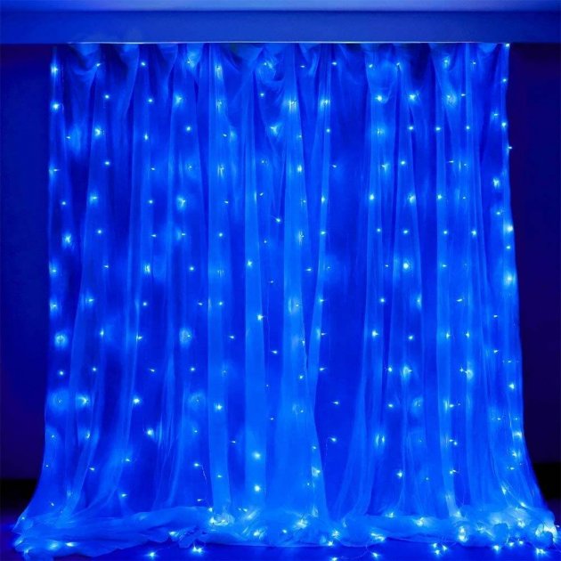 Светодиодная гирлянда-штора водопад 320 LED 3х1,5м Синий – фото, отзывы ...