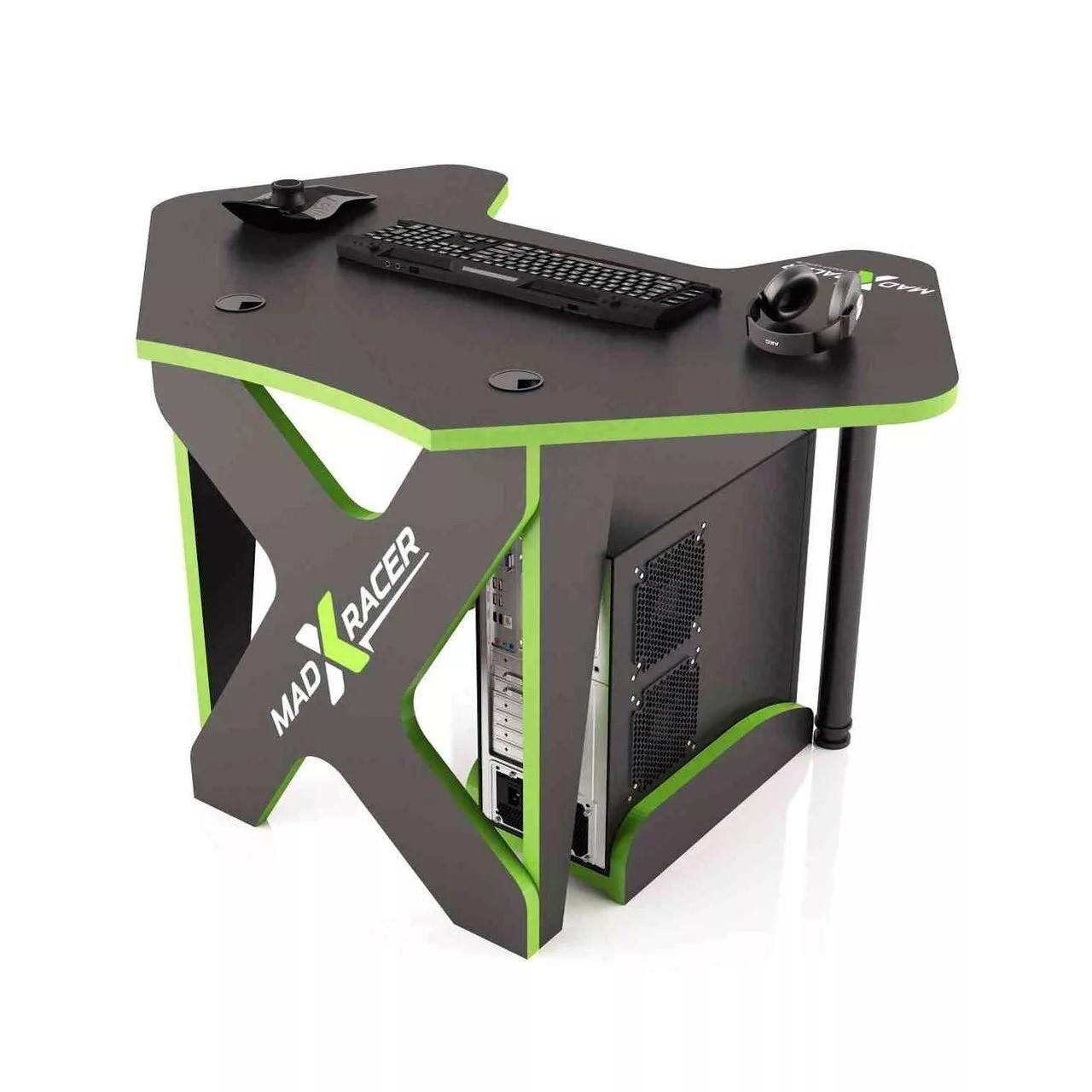 Кутовий геймерський стіл MaDXRacer серія PILOT GTC12 чорний + салатовый ...
