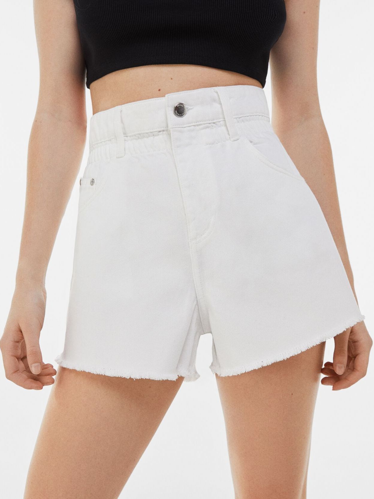 Шорты джинсовые Bershka 2678/019/250 34 Белые (SZ02678019250341) – в ...
