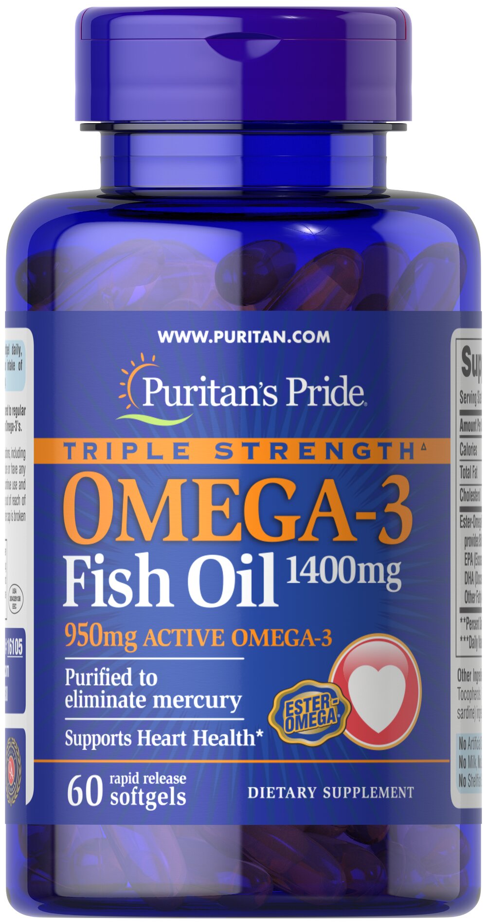 Жирные кислоты Puritans Pride Triple Strength Omega-3 Fish Oil 1400 mg ...