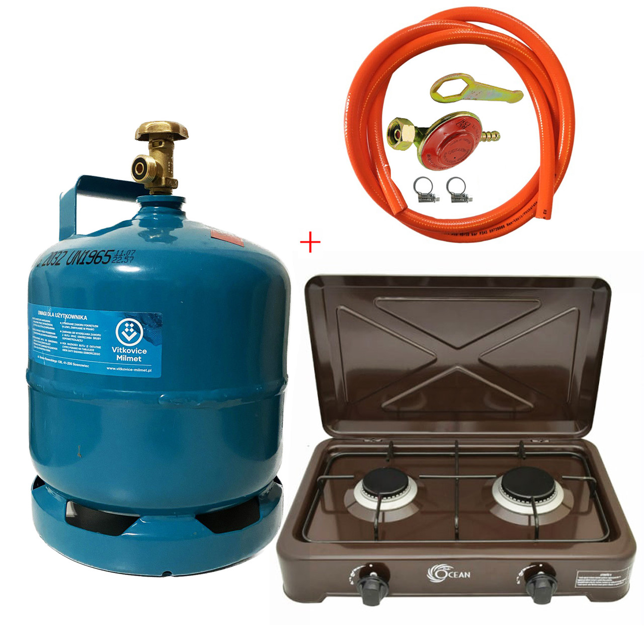 Балон газовий 8 л 4 2 кг плита на 2 комфорки Ocean редуктор шланг 1 5м низькі ціни