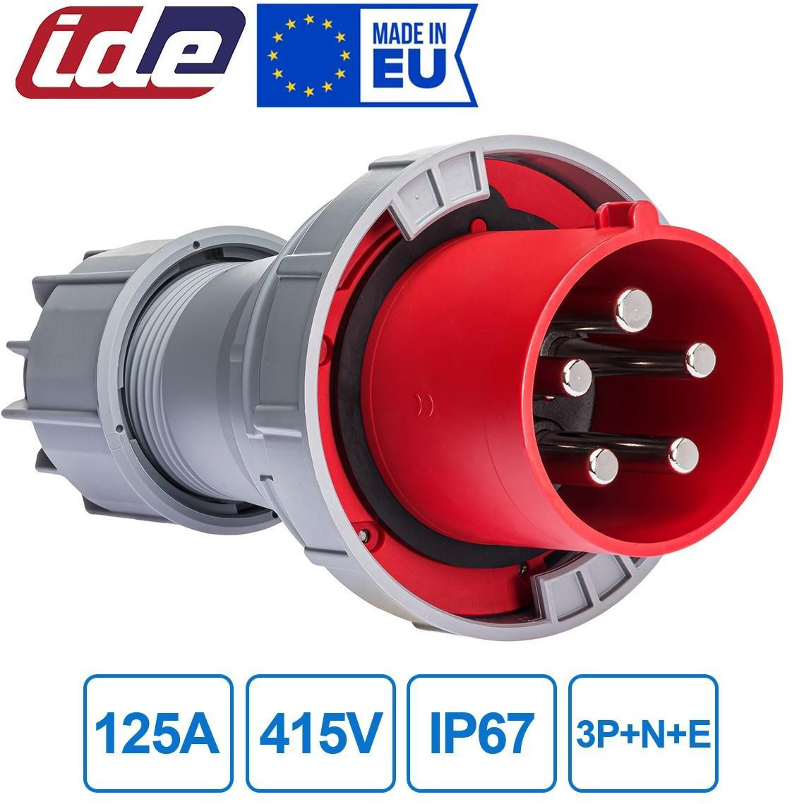 Вилка силовая IDE 125A 415В 3P+N+E IP67 Красная (3656) – фото, отзывы ...