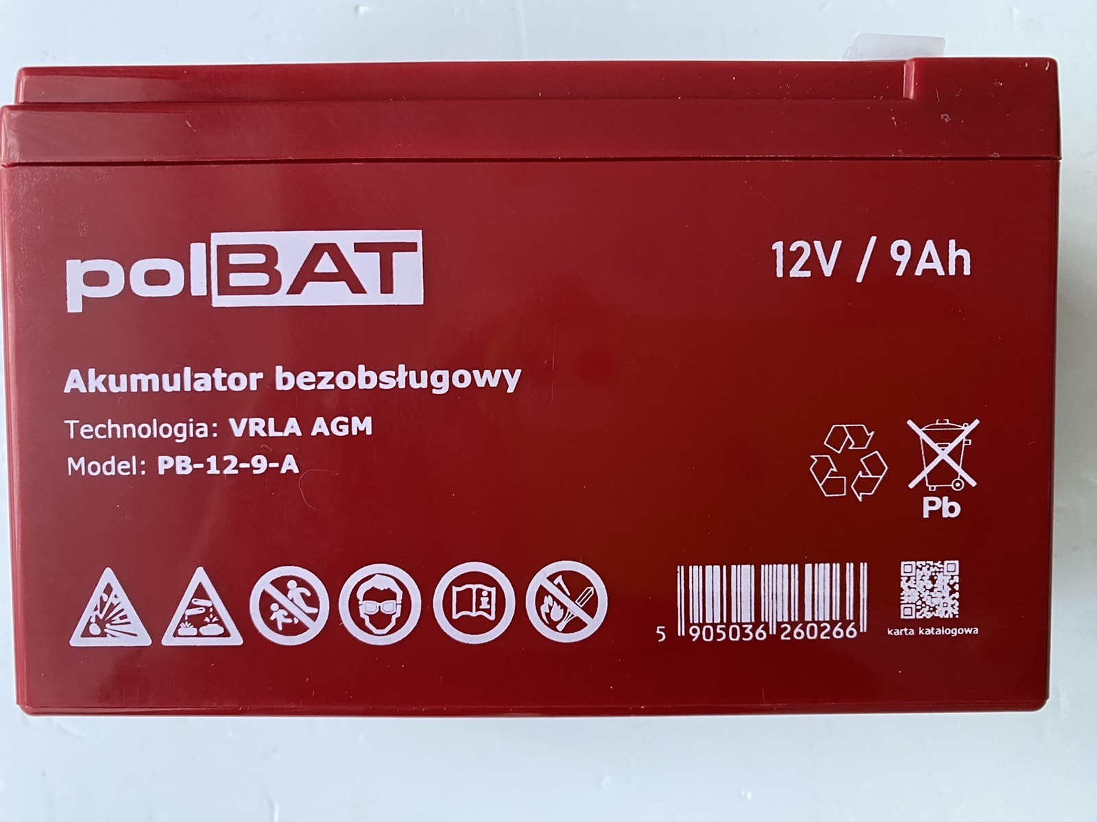 Аккумуляторная батарея гелевая Polbat AGM 12V 9Ah (PB-12-9-A) – низкие ...