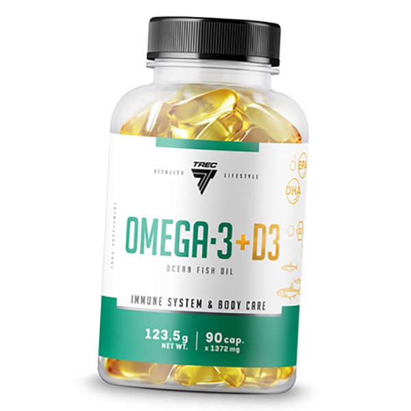 Омега 3 с Витамином Д3, Omega 3 + D3, Trec Nutrition 120капс (67101003 ...