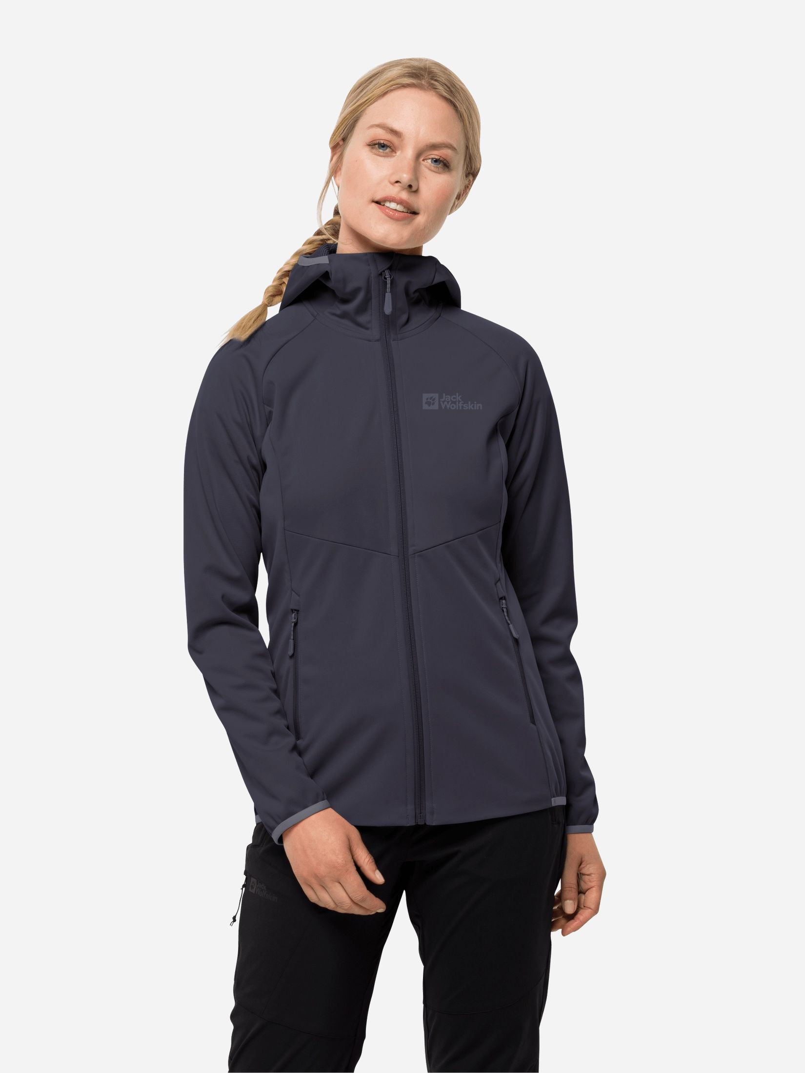 Спортивная ветровка с капюшоном женская Jack Wolfskin Go Hike Softshell ...