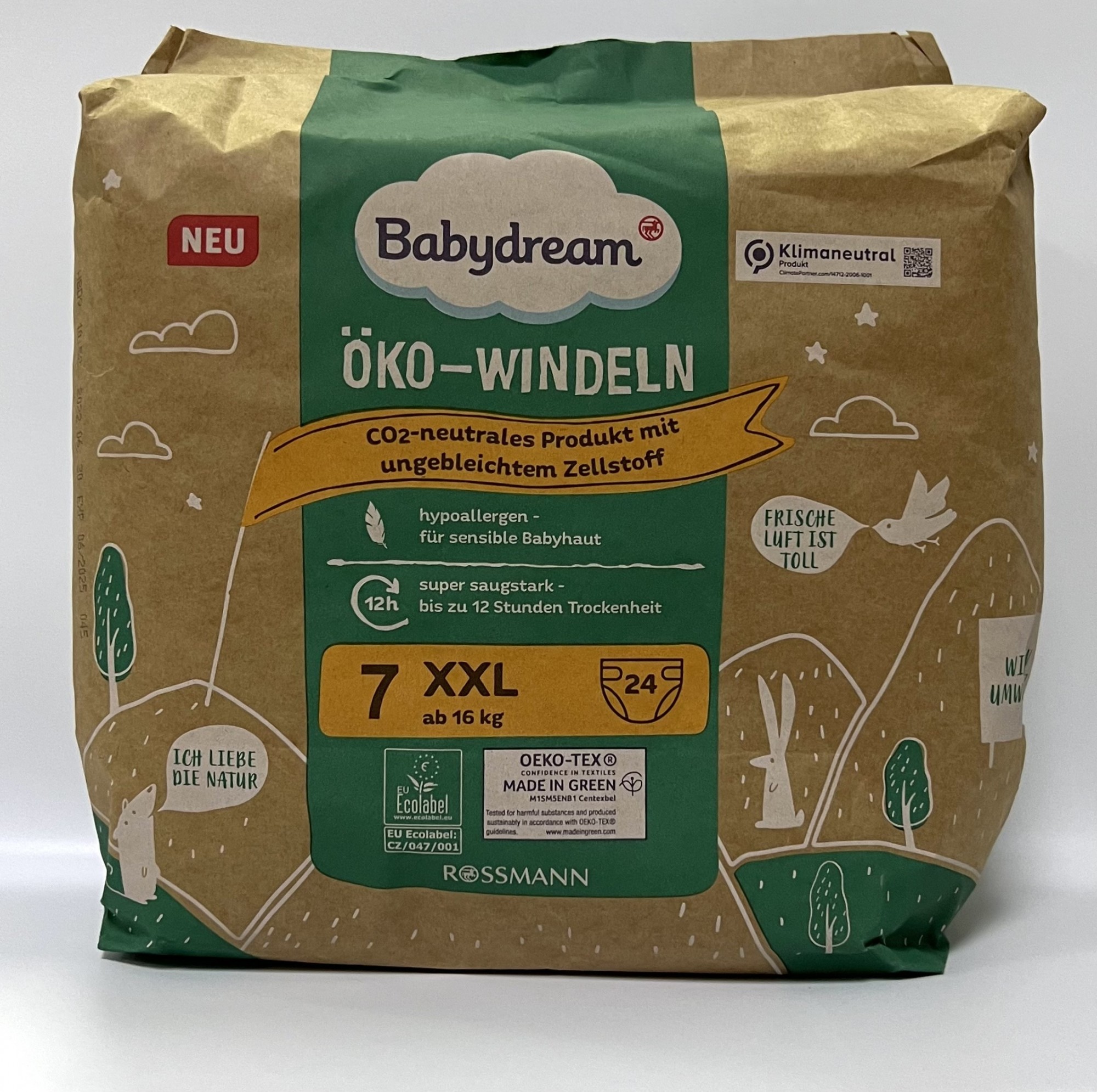 Екологічні біорозкладні підгузки 7 розміру Babydream 24 шт. 16+кг ...