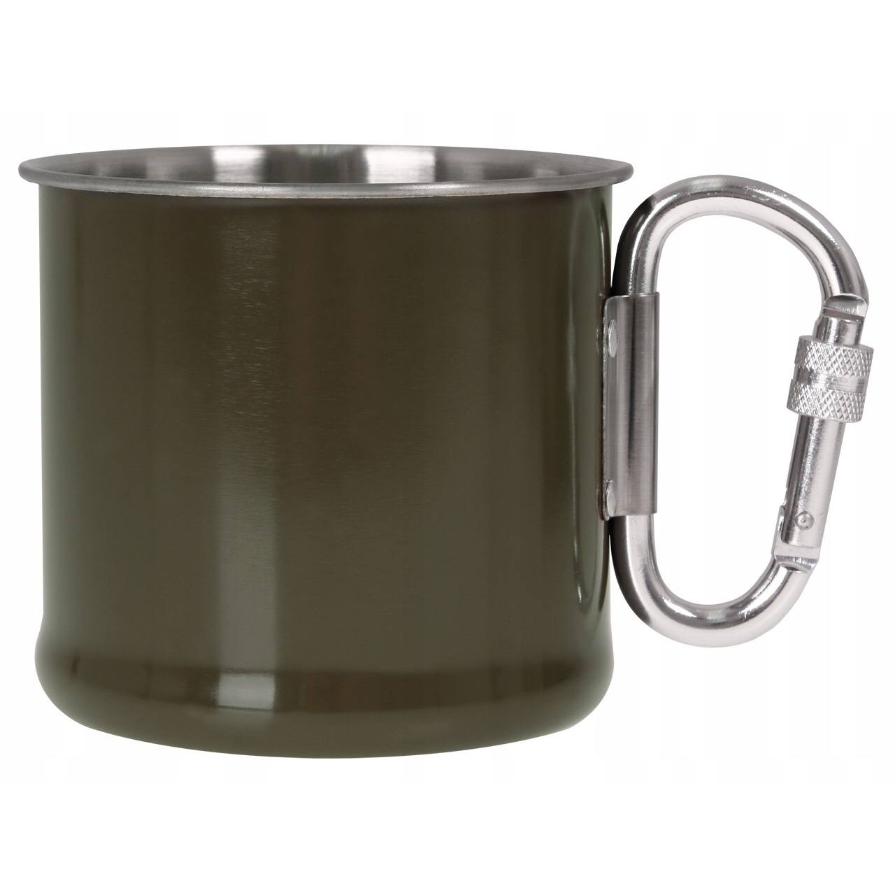 Кружка Сталева з карабіном 500 мл Mil Tec® Oliv низькі ціни кредит оплата частинами в