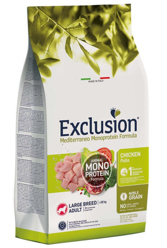 Сухий корм Exclusion Noble Grain Adult Chicken Large Breed з куркою для дорослих собак великих ...