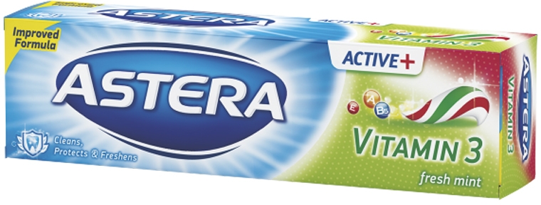 Зубна паста Astera Active + Vitamin 3 100мл (100мл) (695290-616645-2) від продавця: ShopBaby24 ...