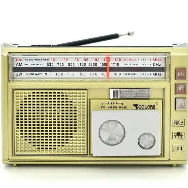 Портативное радио Golon RX-382 MP3 USB с фонариком Gold – фото, отзывы ...