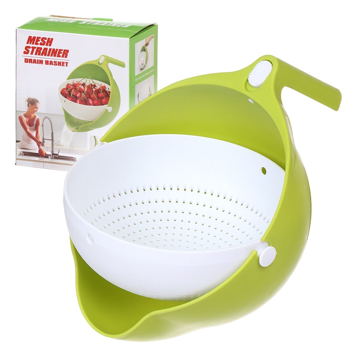 Друшляк пластиковий для продуктів 2 в 1 Mesh Strainer 00090 ...