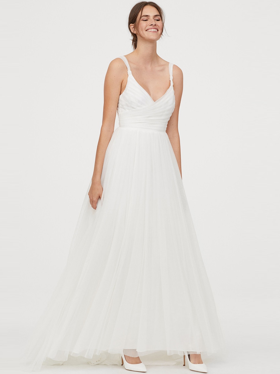 Платье вечернее длинное летнее женское H&M 0784984-0 34 Белое ...