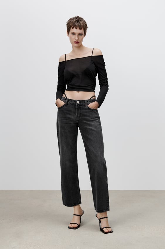 Джинсы Zara прямые с низкой посадкой 36 черные (zrlwsjb-0023) – низкие ...