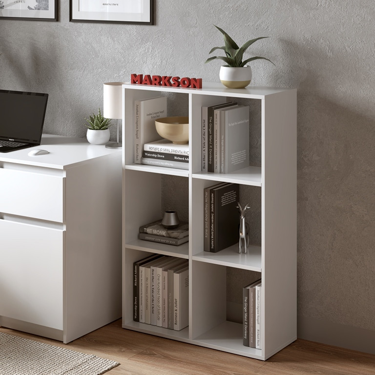 Книжні полки, Стелаж на 6 полиць в білому кольорі MS204 – фото, отзывы ...