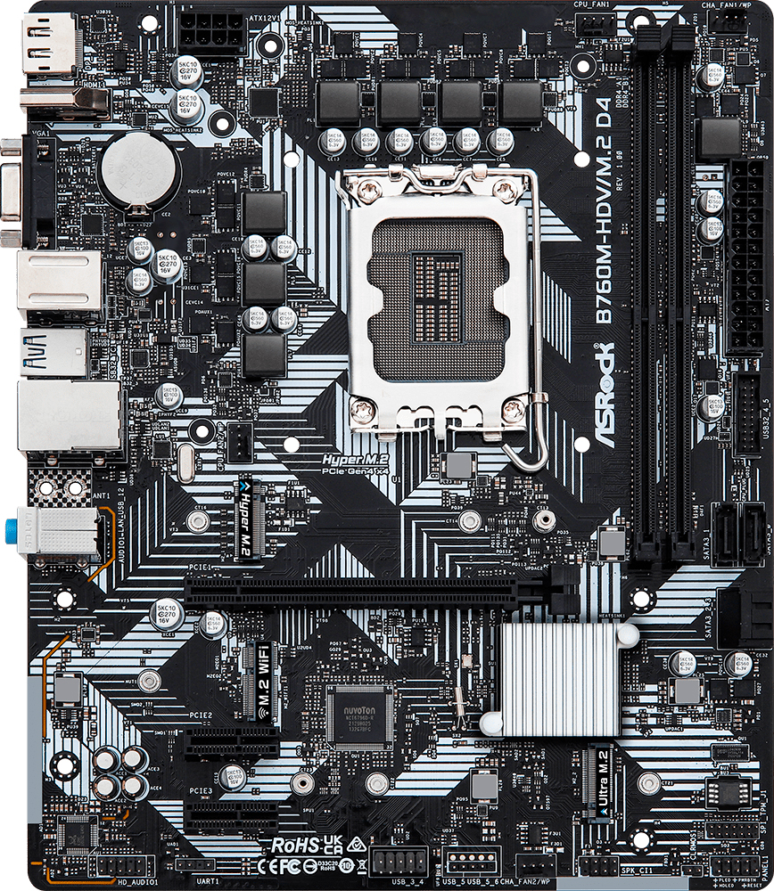 Материнская плата ASRock B760M-HDV/M.2 D4 (s1700, Intel B760, PCI-Ex16 ...