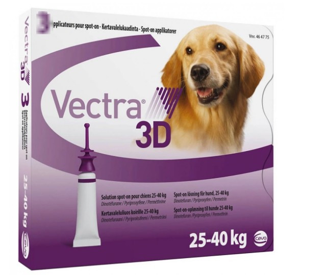 Капли Ceva Vectra 3D от блох и клещей для собак весом от 25 до 40 кг, 4 ...