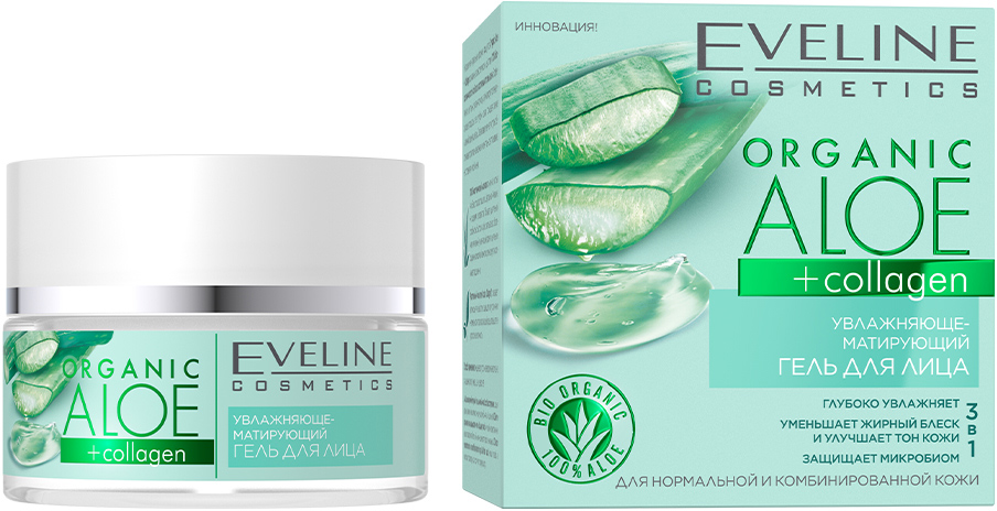 Гель для лица Eveline Cosmetics Organic Aloe+Collagen Увлажняюще ...