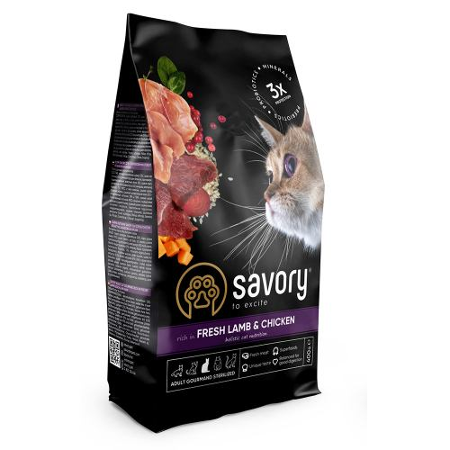 Сухий корм Savory для кастрованих котів з ягням та куркою 2 кг від ...