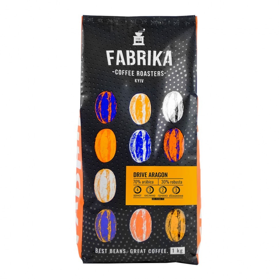 Купить Кофе в зернах Fabrika Coffee Drive Aragon 1кг – ROZETKA ...