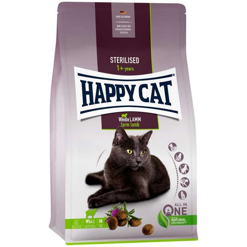Сухой корм Happy Cat (Хеппи Кет) Sterilised Weide-Lamm с ягненком для ...