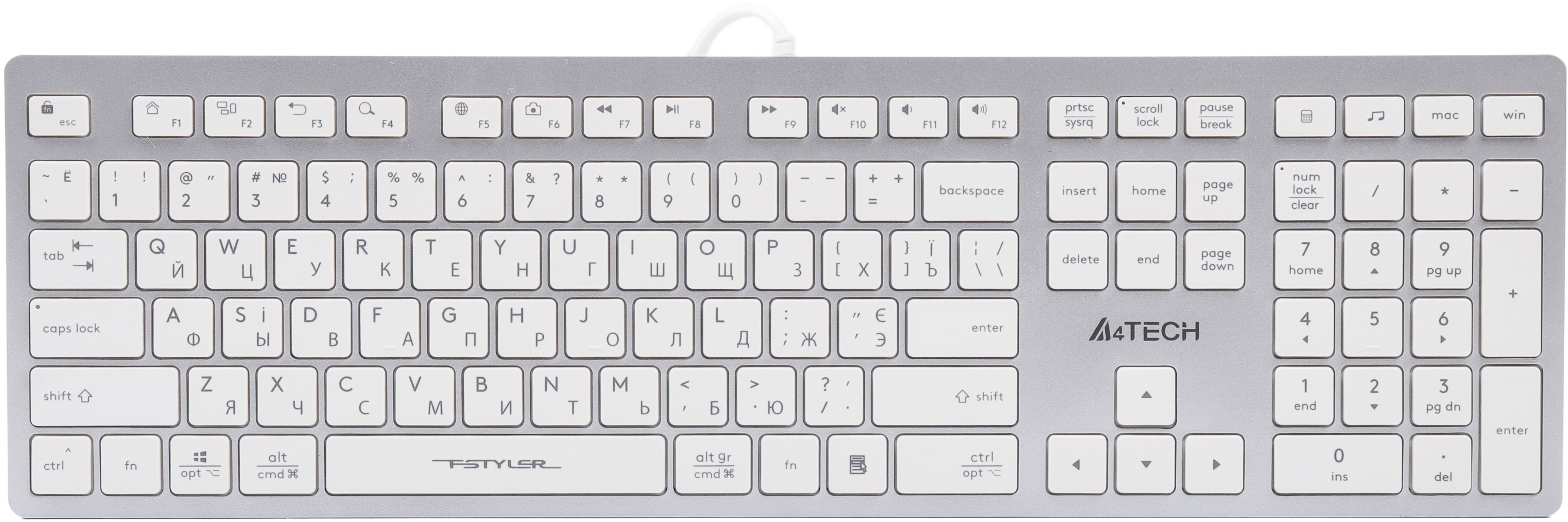 Клавиатура проводная A4Tech FX50 USB White (4711421972703) – фото ...