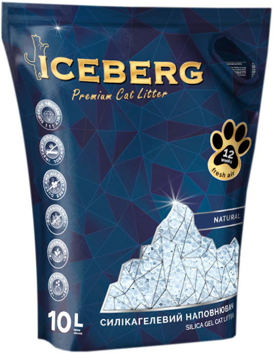 Наполнитель силикагелевый для кошачьего туалета Iceberg 10 л без запаха ...