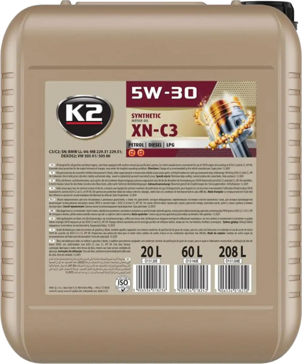 Моторное масло K2 Synthetic Motor Oil SN XN-C3 5W-30 20 л (GPL-K20946 ...