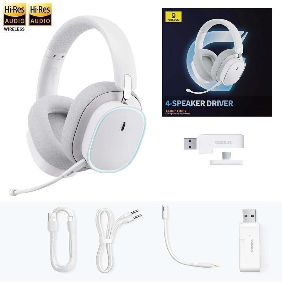 Геймерские наушники Baseus AeQur GH02 (Bluetooth 5.3|2.4ГГц USB-C/USB-A|3.5mm) Hi-Res 2023 ...