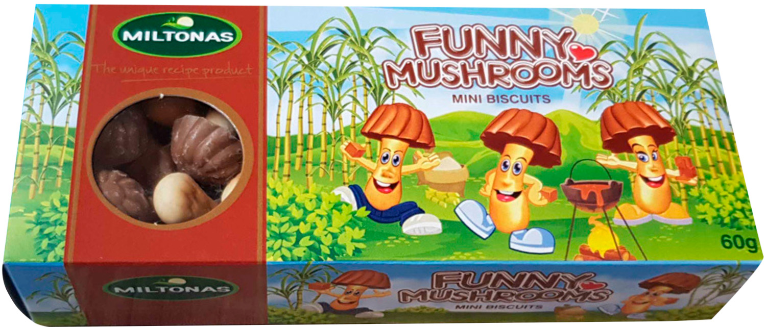 Печенье Miltonas Funny Mushrooms Шоколадные грибочки со вкусом карамели ...