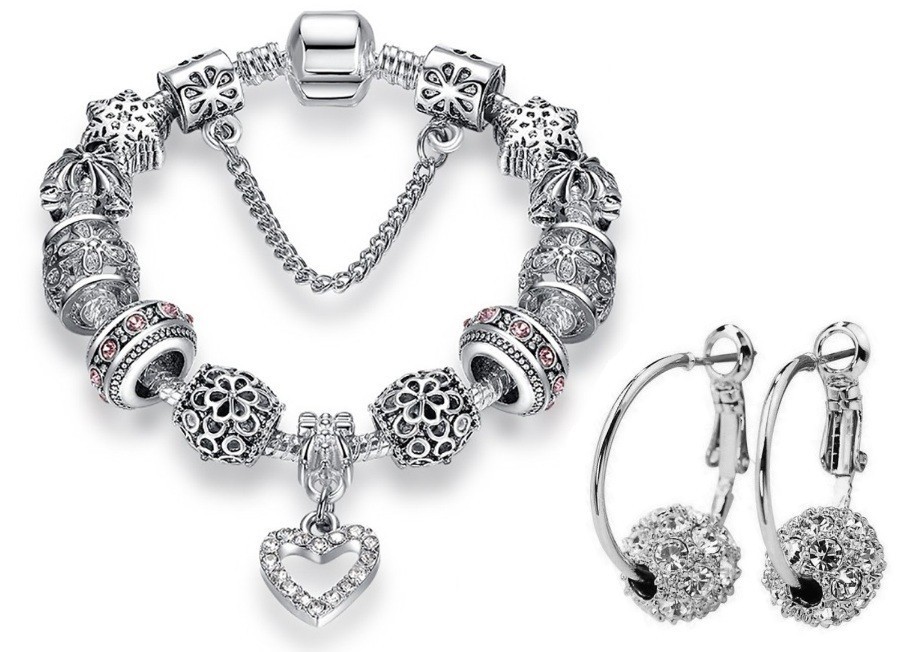 Браслет женский посеребренный в стиле Пандора PANDORA "silver heart ...