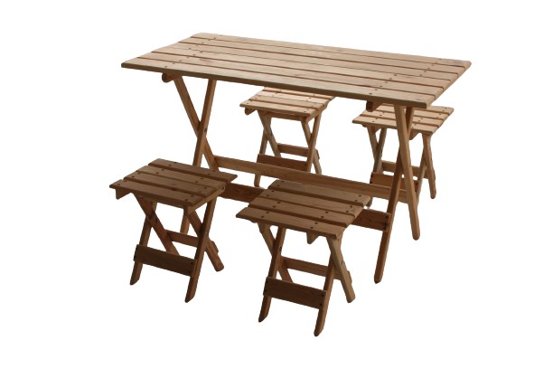 Комплект садовой мебели складной Стол 4 табуретки Сосна 120x58x72 см ...