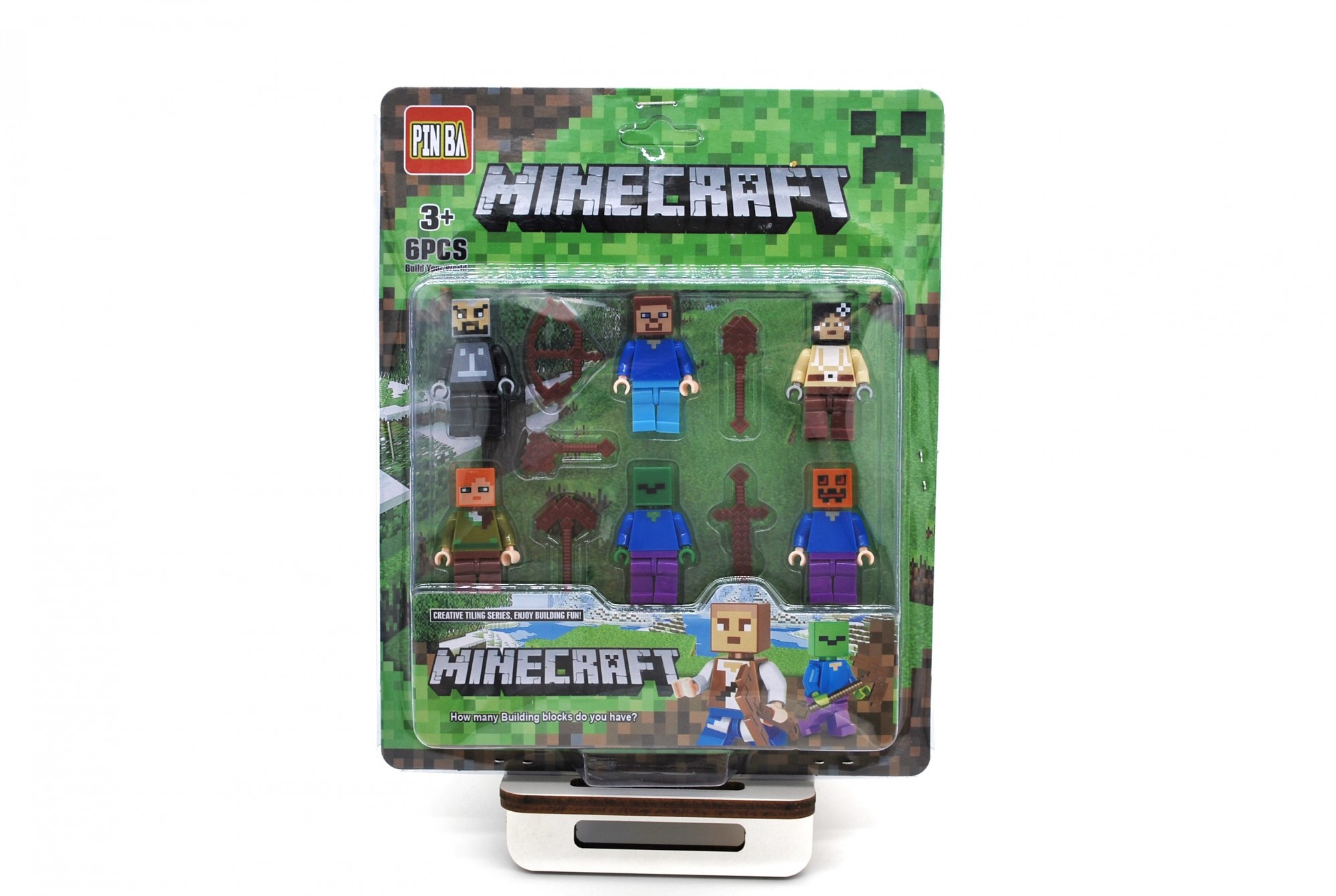 Набор фигурок Minecraft 6 героев с оружием Модельки Майнкрафт зеленый ...