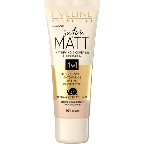 Тональный крем Eveline Satin Matt Mattifying & Covering Foundation 4in1 ...