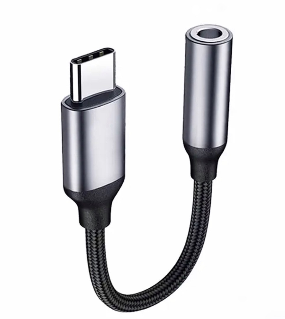 Переходник Type-C to Mini-Jack 3.5 mm Адаптер Аукс 3.5мм AUX Black-Grey ...