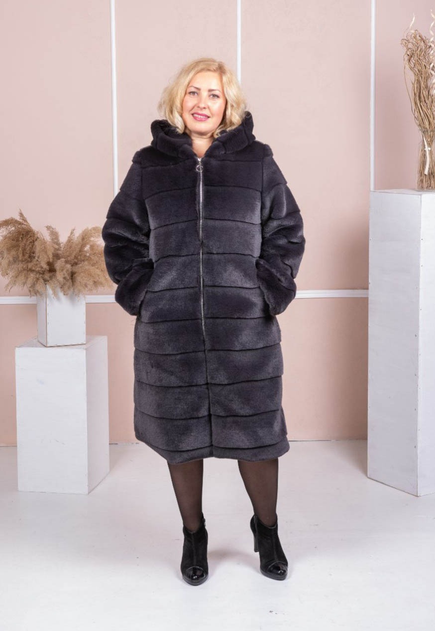 Fashions • Шуба под шиншиллу Альба Fashions 60 графит (021-1/ш-бр) от ...