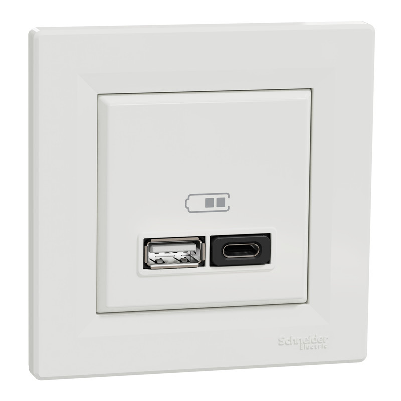 USB розетка A+C 3A Asfora белая ABS [EPH2700421] Шнейдер Электрик ...