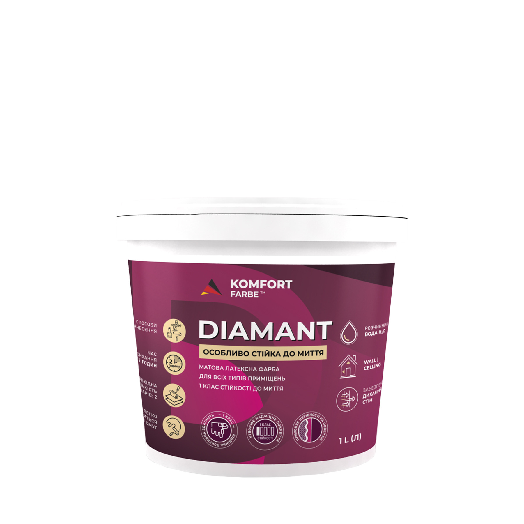 Особенно стойкая к мытью матовая латексная краска Komfort Farbe DIAMANT ...