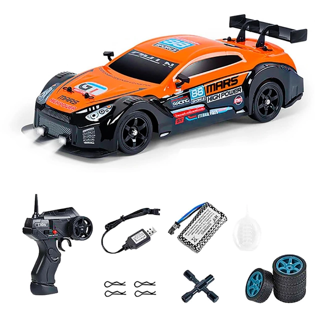 Машинка для дрифта на радиоуправлении со СВЕТОМ и ПАРОМ Nissan GT-R 4WD ...