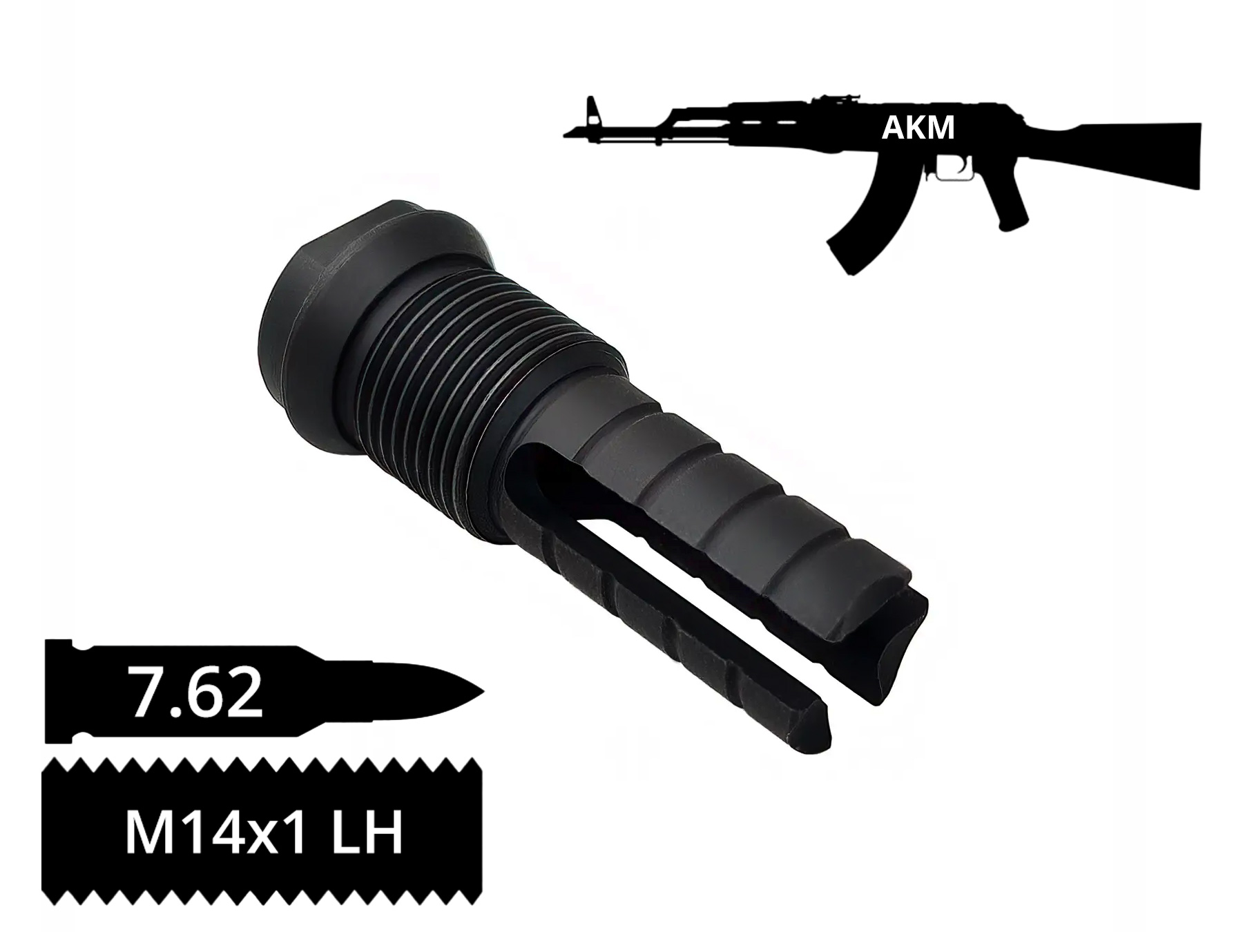 Пламегаситель AFTactical F241 трехзубый 7.62мм М14х1LH АКМ АК47 – фото ...