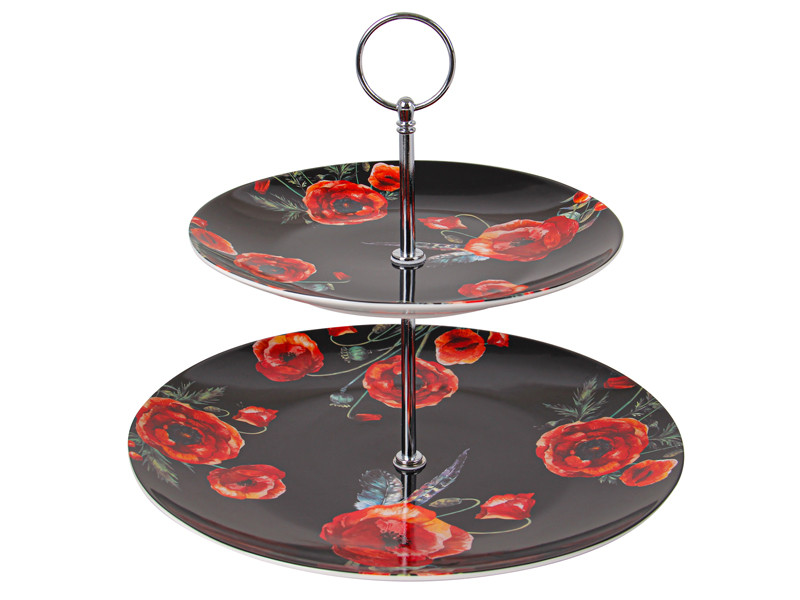 Ваза під фрукти 2 х ярусна страва Маки 25 см фото отзывы характеристики в интернет магазине