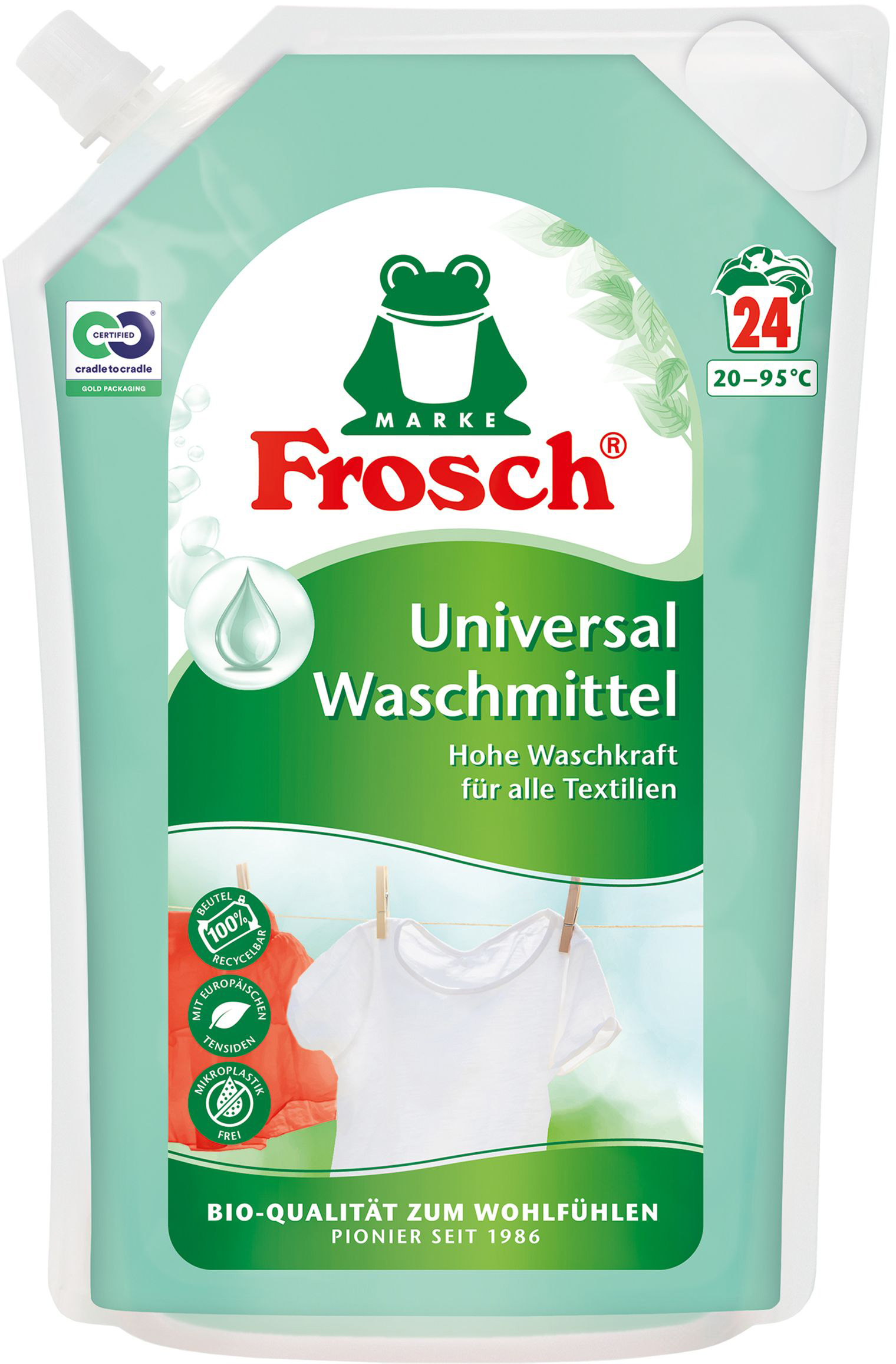 Засіб для прання кольорових тканин Frosch 1.8 л (4001499960253) – фото ...