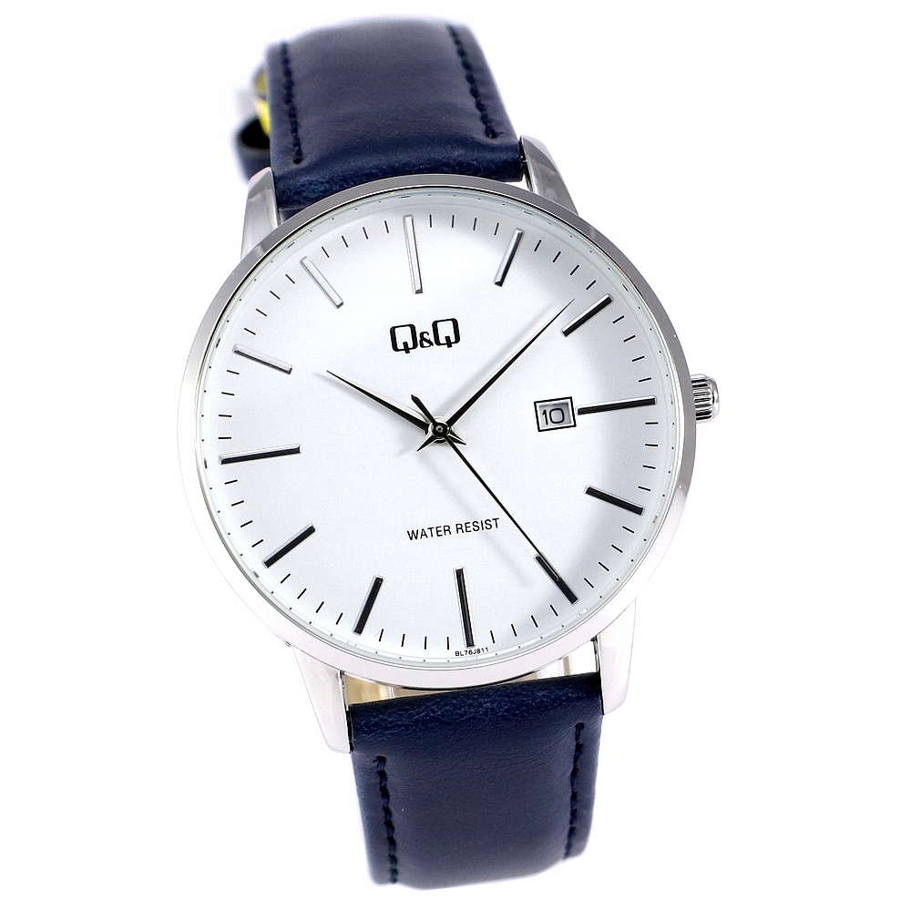 Мужские часы Q&Q BL76J811Y Белый-серебро с черным ремнем – фото, отзывы ...