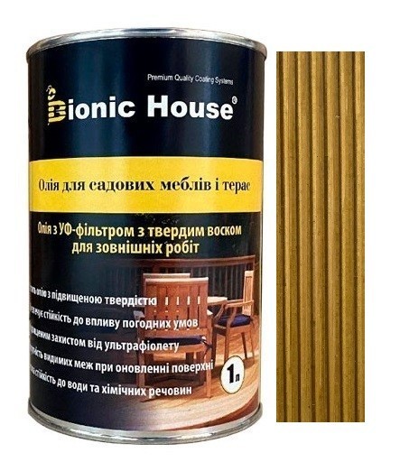 Олія для дерев'яних садових меблів "Bionic House" 1л Світлий дуб – фото ...