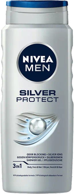 Гель для душа Nivea Men Shower Gel Silver Protect 3 в 1 500 мл ...